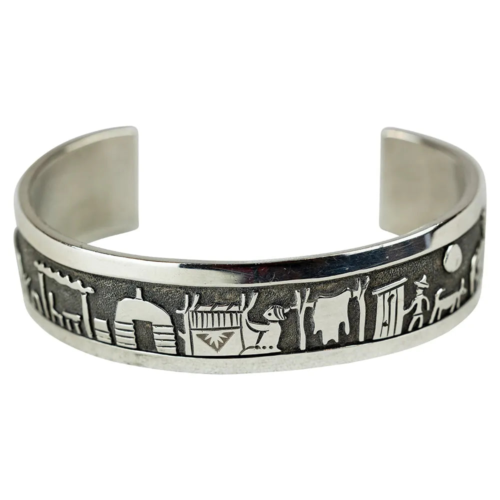 Sterling Silver Storyteller Bracelet by Navajo Artist Robert Taylor